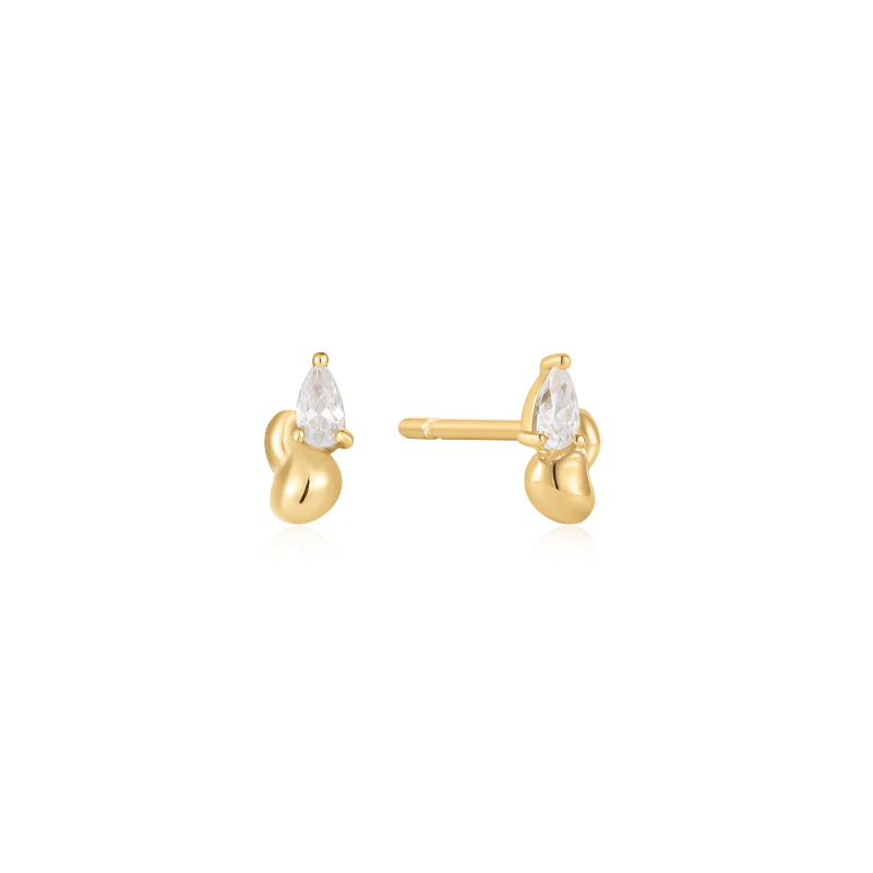 Gold Twisted Wave Stud Earrings - E050-02G